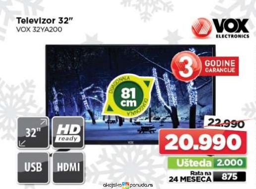 Televizor Vox TV 32 in LED HD Ready, 32YA200, Vox