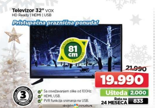 Televizor Vox TV 32 in LED HD Ready, Vox