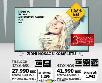 Televizor Vox TV 32 in Smart LED HD Ready, 32YSD600, Vox