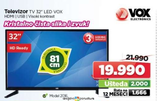 Televizor Vox TV 32 in LED HD Ready, Vox