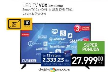 Televizor Vox TV 32 in Smart LED HD Ready, Vox