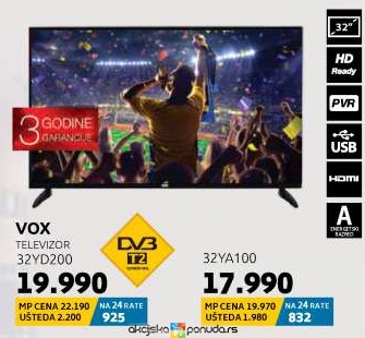 Vox TV 32 in LED HD Ready 32Y200, Vox