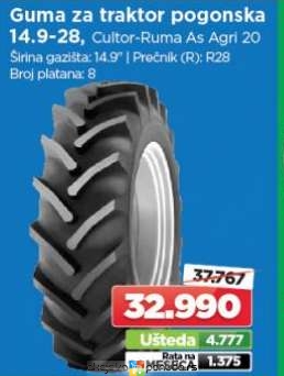 Pogonska guma za traktor Cultor Ruma AS Agri 20, Ruma Cultor