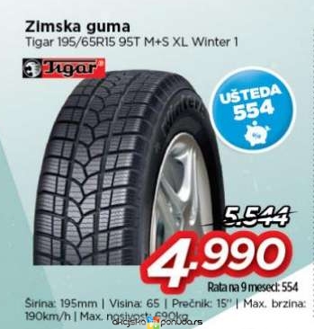 Zimske auto gume Tigar Winter 1, 195/65 R15, Tigar