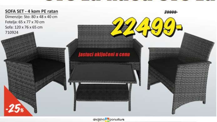 Baštenski sofa set PE ratan, Uradi Sam