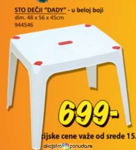 PVC sto dečiji Dady,