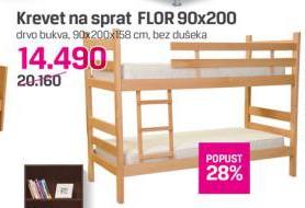 Krevet na sprat Flor 90x200, Forma Ideale