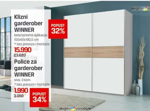 Klizni garderober Winner, Forma Ideale