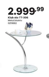 Klub sto TT-306, metal i staklo, HomeCenter