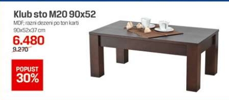 Klub sto M20, 90x52cm, Forma Ideale