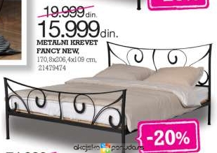 Metalni krevet Fancy New, 170,8x206,4x109 cm, Emmezeta