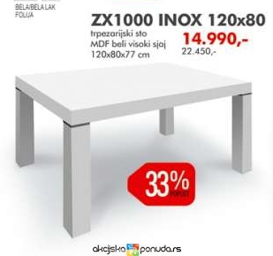 Trpezarijski sto ZX100 Inox 120x80, Forma Ideale