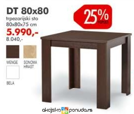 Trpezarijski sto DT 80x80, Forma Ideale