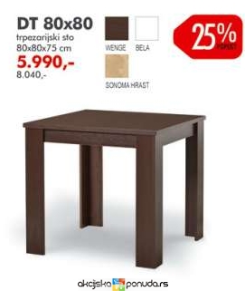 Trpezarijski sto DT 80x80, Forma Ideale