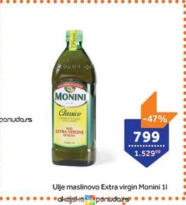 Monini maslinovo ulje extra devičansko, 1l, Monini