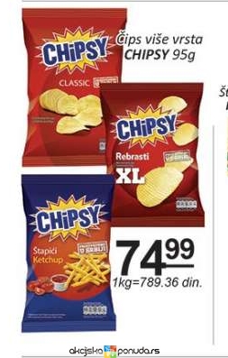 Chipsy Čips, 95g, Chipsy