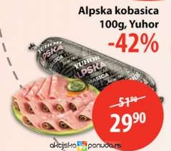 Alpska kobasica Yuhor, 100g, Yuhor