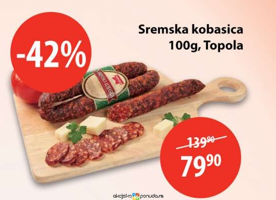 Sremska kobasica Topola, 100g, Topola