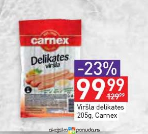 Delikates viršla Carnex, 205g, Carnex