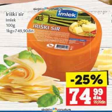 Iriški sir Imlek, 100g, Imlek