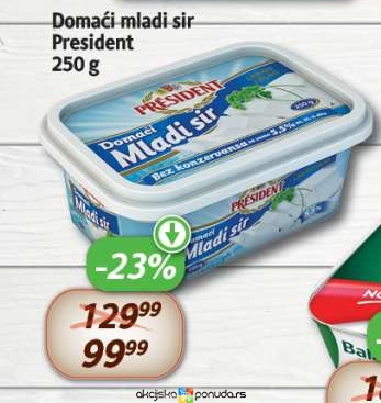 Domaći mladi sir President, 250g, President