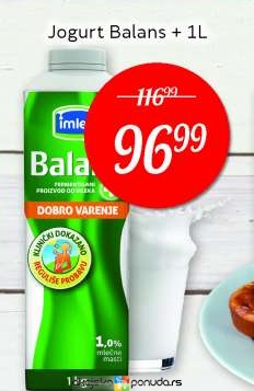 Jogurt Balans+ Imlek, 1l, Imlek