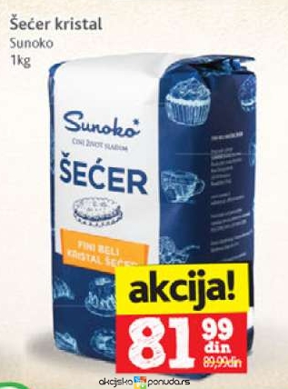 Šećer kristal Sunoko, 1kg, Sunoko