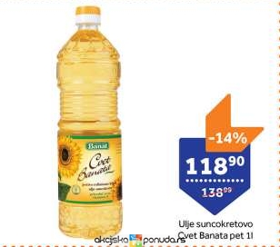 Suncokretovo ulje Cvet banata, 1 l, Cvet Banata