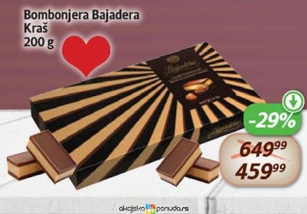 Bajadera bombonjera, 200g, Kraš