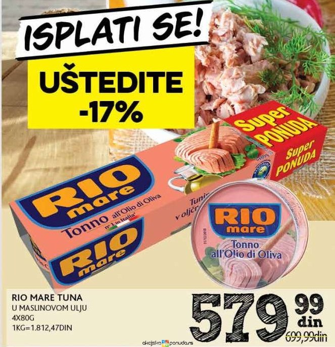 Rio mare tunjevina u maslinovom ulju, 4x80g, Rio mare