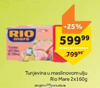 Rio mare Tunjevina u maslinovom ulju, 2x160g, Rio mare