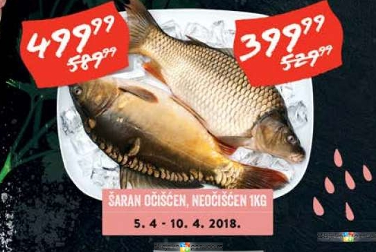 Riba šaran neočišćen, 1kg, Rečna riba