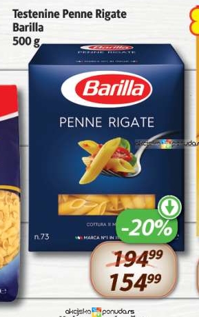 Barilla testenina Penna Rigate, 500g, Barilla