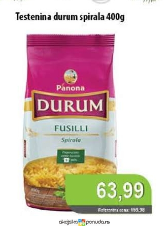 Testenina spirala Durum, 400g, Durum