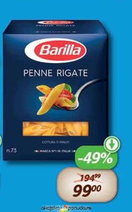 Testenina Barilla Penne Rigate, Barilla