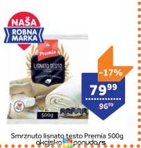 Smrznuto lisnato testo Premia, 500g, Premia