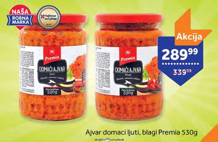 Ajvar domaći Premia, 530g, Premia