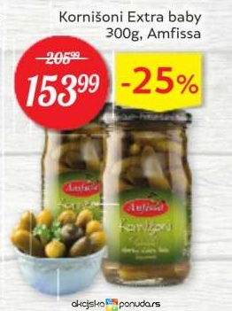 Kornišoni Amfissa Extra baby, tegla 300g, Amfissa