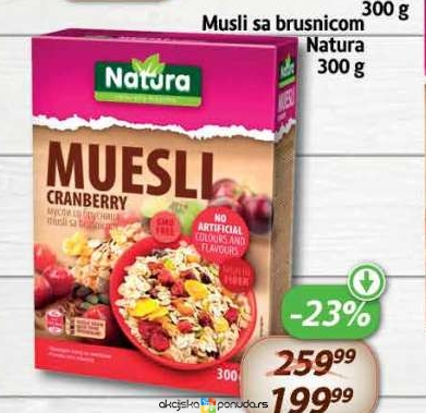 Natura musli sa brusnicom, 300g, Natura