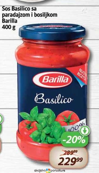 Basillico sos sa paradajzom i bosiljkom Barilla, 400g, Barilla