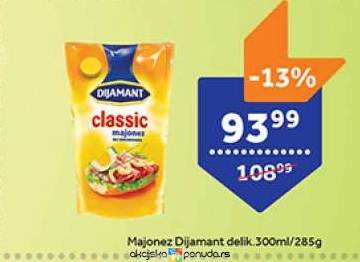 Majonez Dijamant Classic, 300ml, Dijamant