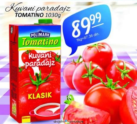 Kuvani paradajz Tomatino Polimark 1030g, Polimark