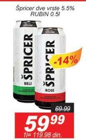 Špricer u limenci Rubin 0,5l, Rubin