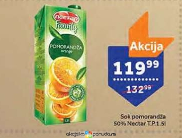 Nectar Family sok pomorandža, 1,5l, Nectar