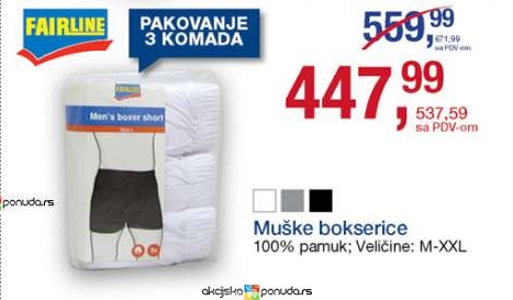 Muške bokserice 100% pamuk Fairline pakovanje r kom, Fairline