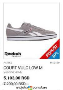 Reebok Court Vulc Low muške patike, Reebok