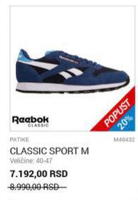 Reebok Classic Sport muške patike, Reebok