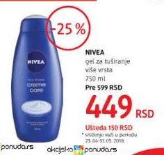 Nivea gel za tuširanje, 750ml, Nivea