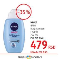 Nivea Baby šampon i kupka, 750ml, Nivea