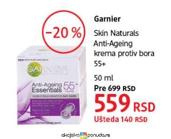 Krema protiv bora Garnier Skin Naturals Anti-Ageing 55+, Garnier